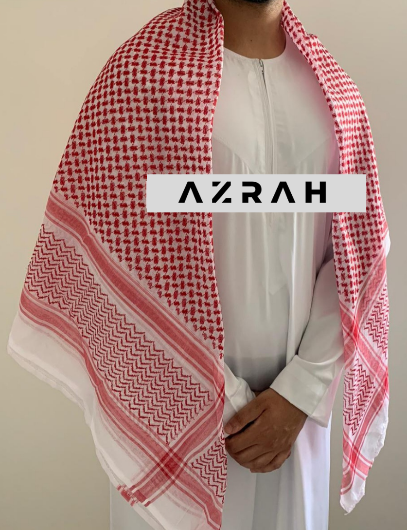 Red Keffiyah/Arabian Scarf - Azrah Collection