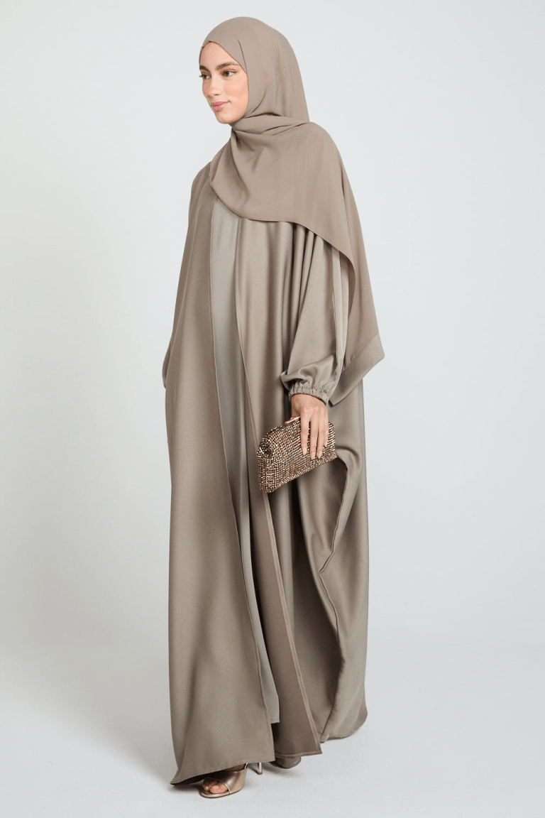 Premium Royale Kimono Abaya in Desert Sandstone - Azrah Collection